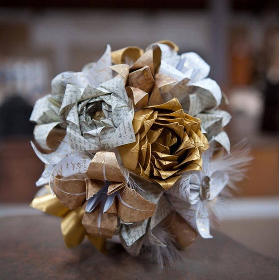 Steampunk Mixed Flowers Paper Origami Bouquet Vintage | Etsy