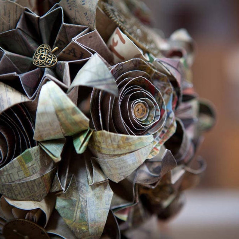 Steampunk Mixed Flowers Paper Origami Bouquet - Etsy