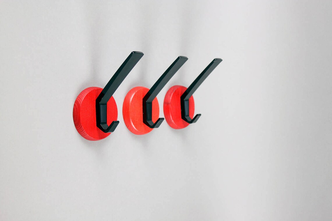 Vintage Red Hook Mid Century Modern Coat Hook Red Round Coat - Etsy