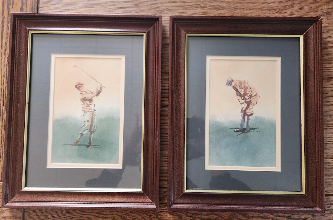 D Nichols Watercolor Golfer Pair of Paintings - Etsy