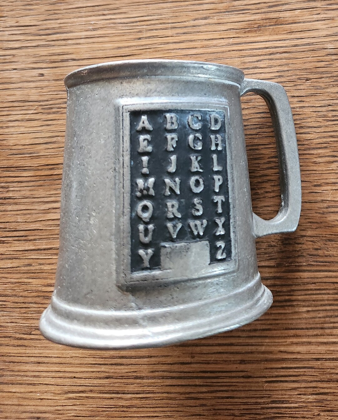 Vintage Pewter Alphabet Mug - Etsy