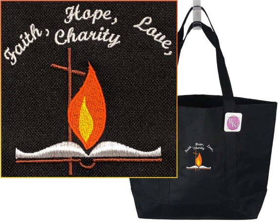 Faith, Hope, Love, Charity Bible Study Monogram Day Tote Bag Custom ...