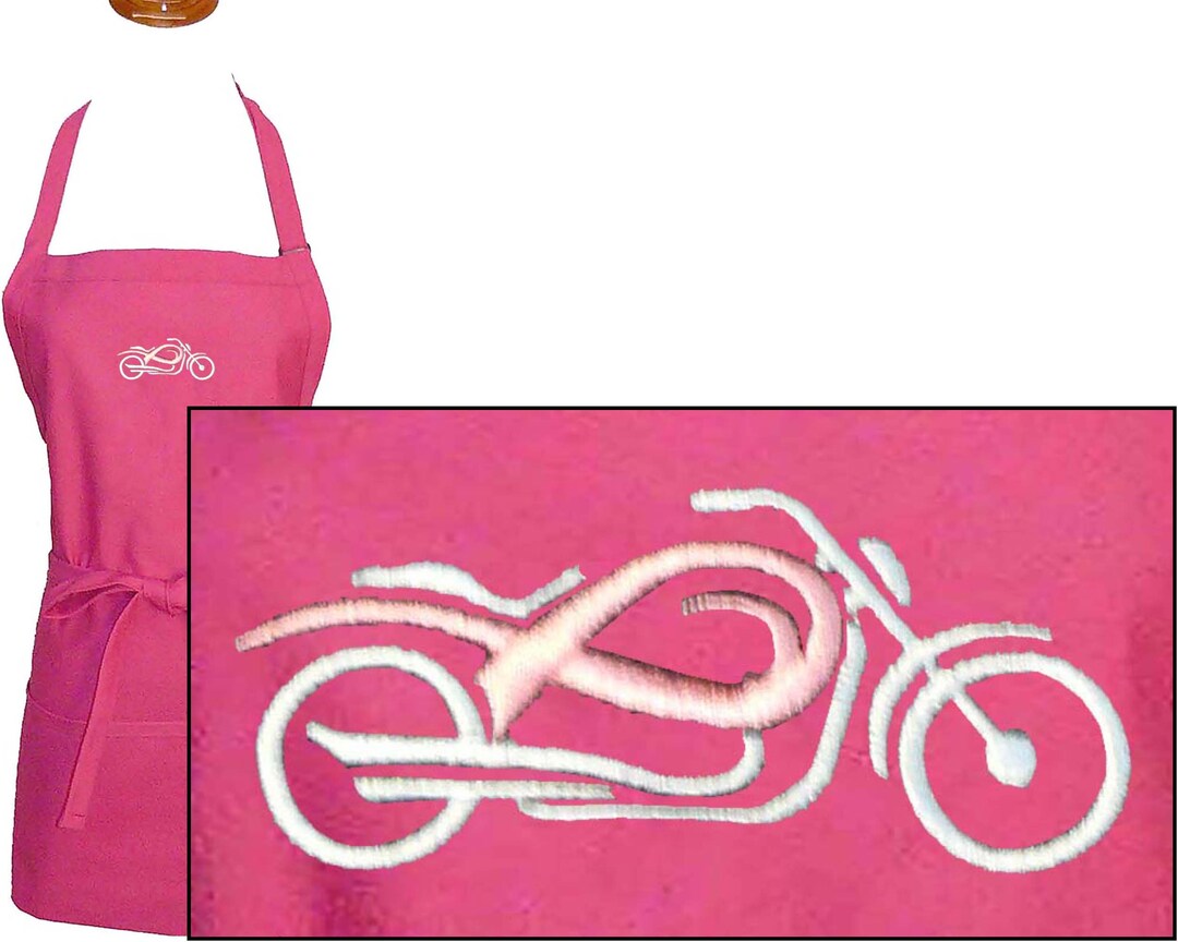 Pink Awareness Ribbon Motorcycle Embroidered on Apron Personalized ...