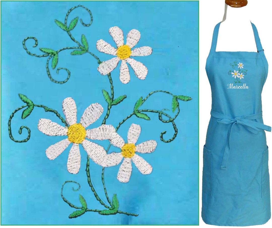 Daises & Vines Monogram on Apron Peronalization Included Daisy Gardner ...