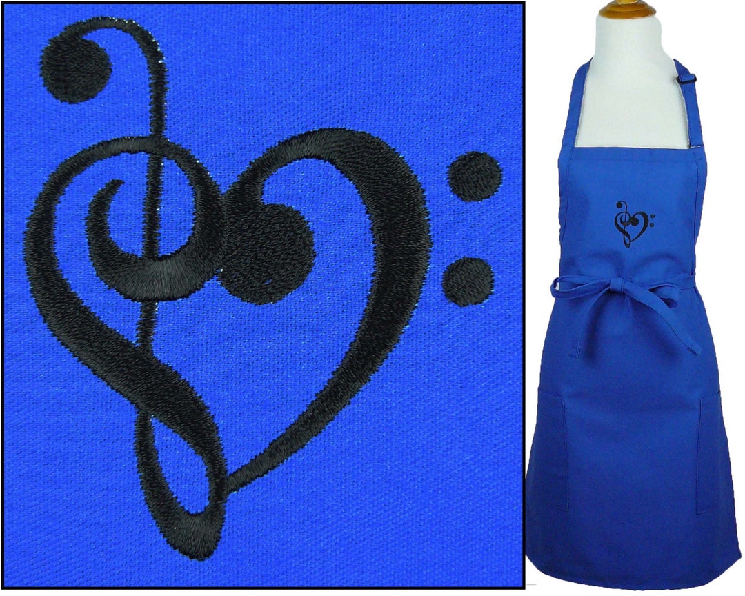 Treble G Clef Heart Monogram on Apron Personalized Kitchen Chef Artist ...