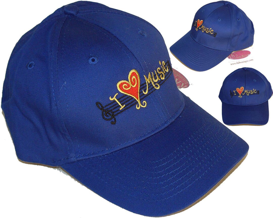 I Love Music Monogram on Baseball Hat Musical Heart Notes G - Etsy