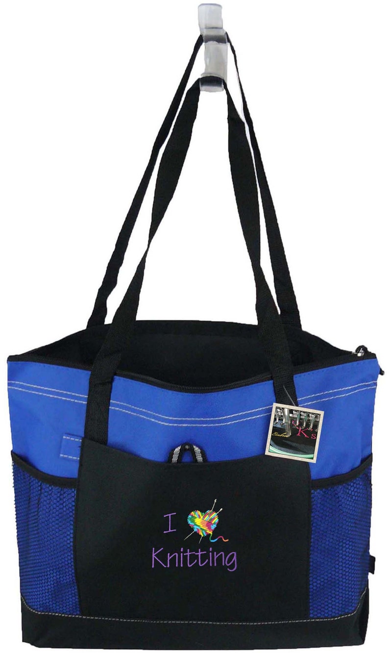 I Love Knitting Embroidery on Bag Personalized Monogram Crafting Custom ...
