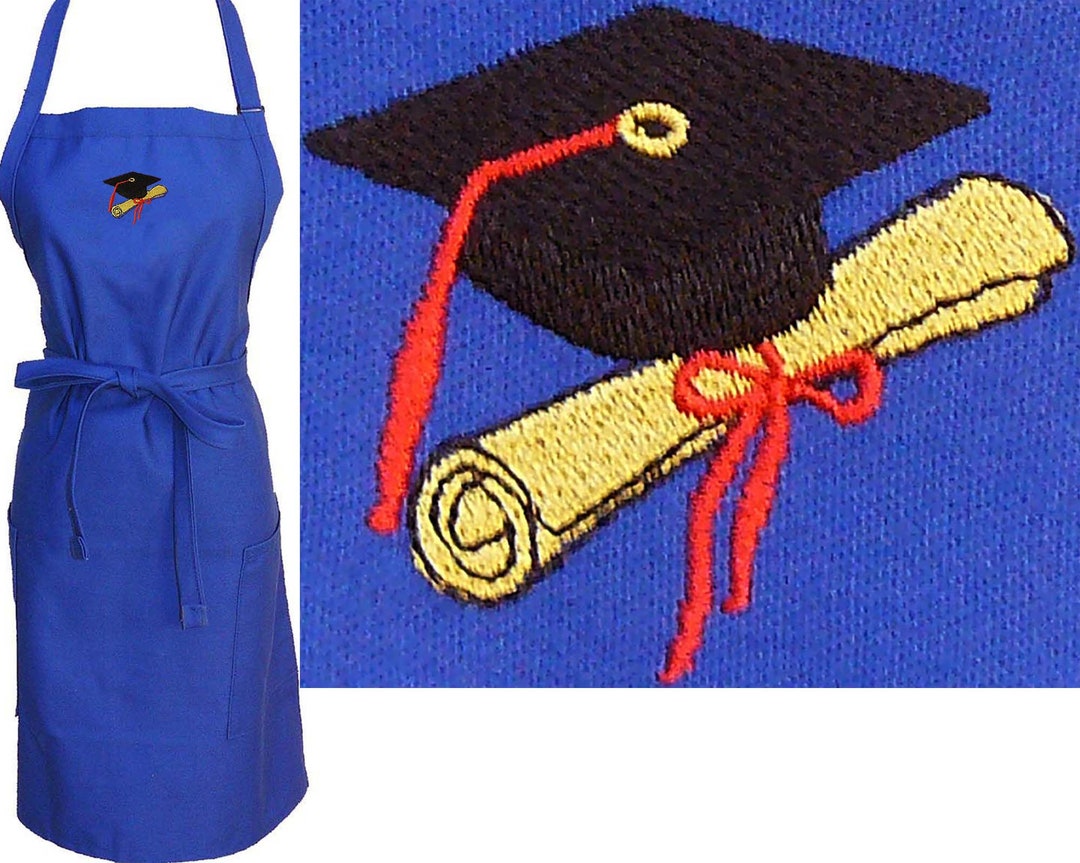 Graduation Cap Scroll Embroidery on Apron Personalized Monogram Kitchen ...