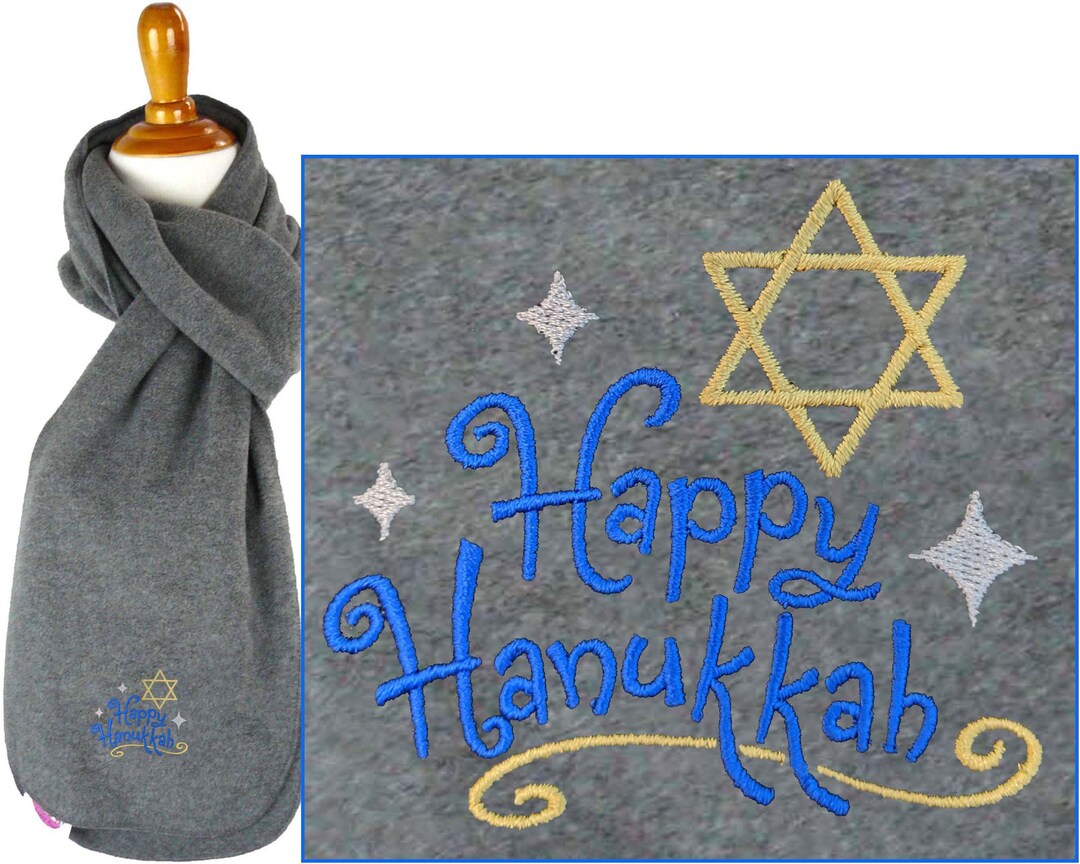 Happy Hanukkah Star of David Monogram on Scarf Personalized Warm Fleece ...