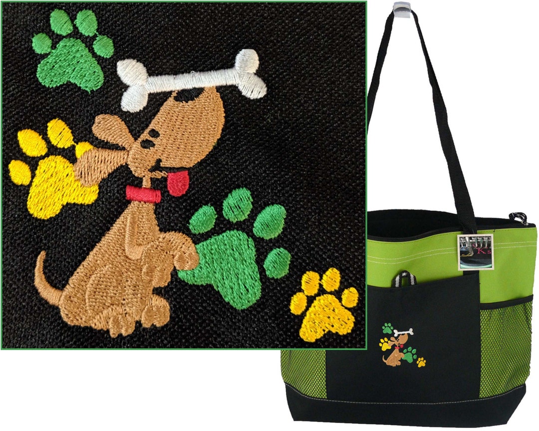 Puppy Dog Paw Prints Bone Monogram on Bag Personalized Gemline - Etsy