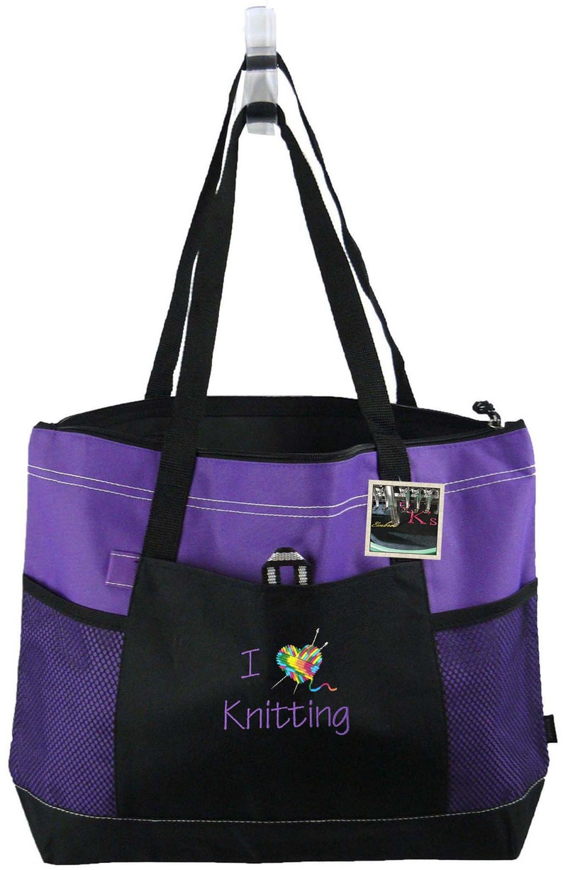 I Love Knitting Embroidery on Bag Personalized Monogram Crafting Custom ...