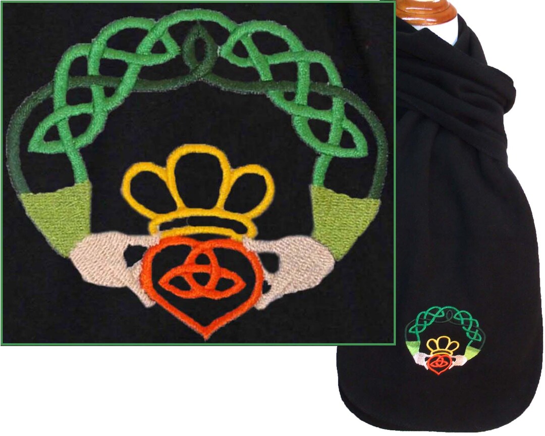 Claddagh Knotwork Ring Embroidery on Scarf Personalized Monogram Warm ...