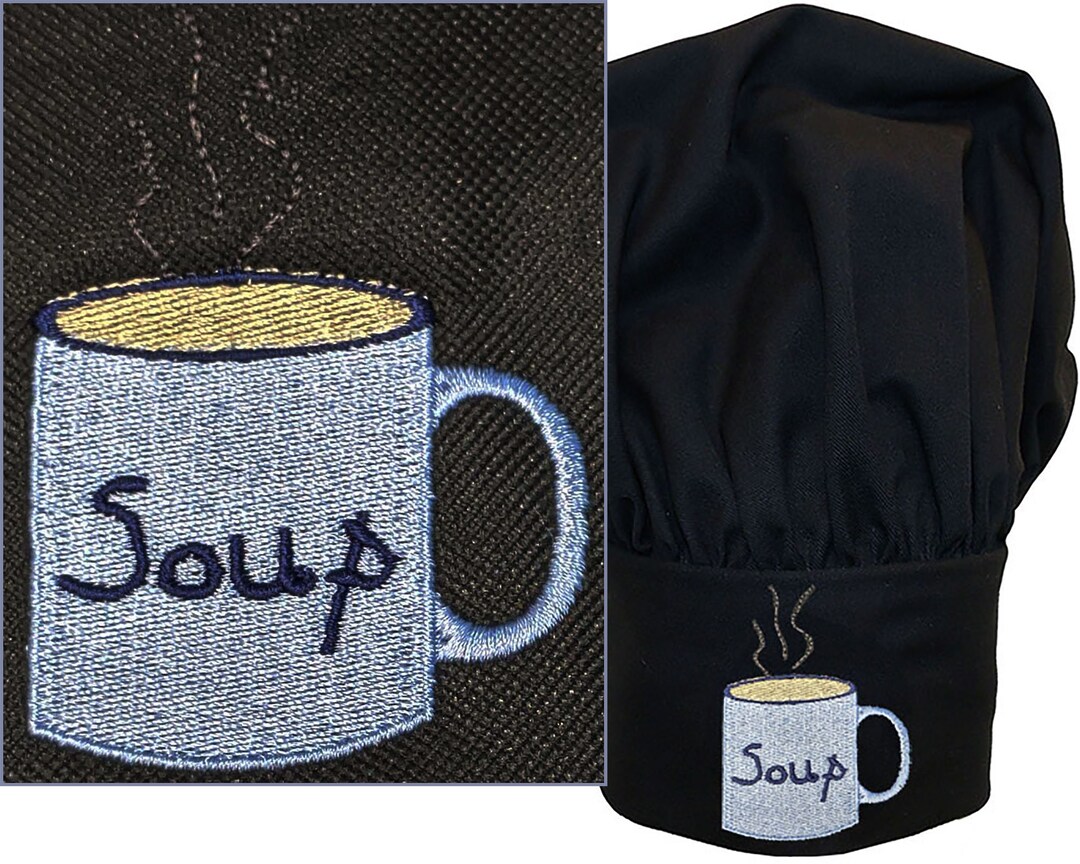 Mug of Soup Monogram on Chef Hat Kitchen Toque Cook Cap Culinary Artist ...
