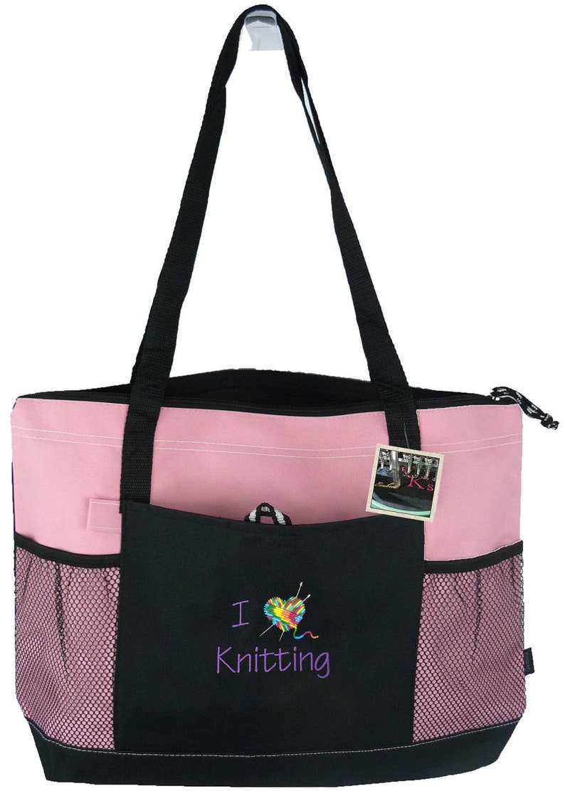 I Love Knitting Embroidery on Bag Personalized Monogram Crafting Custom ...