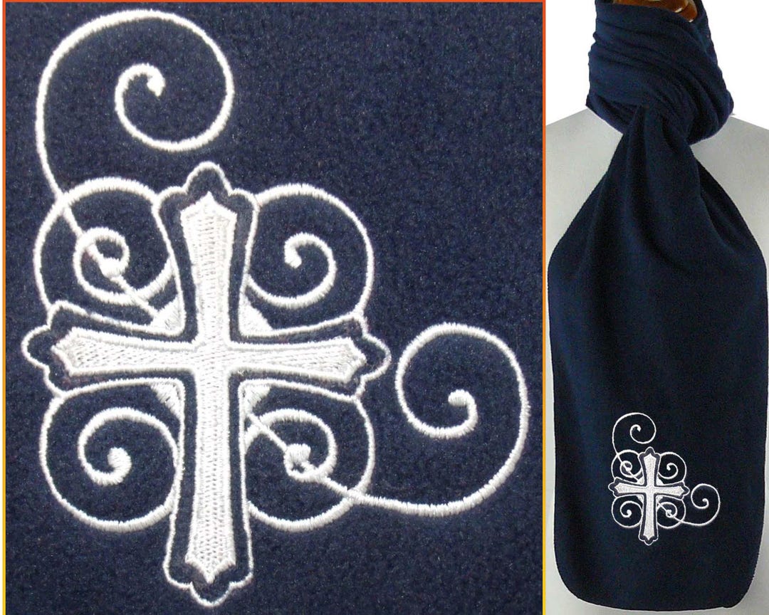 Cross Embroidery on Scarf Personalized Monogram Warm Winter Fleece ...