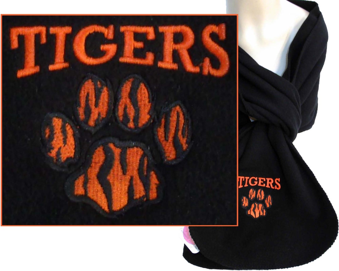 Tigers Paw Print Mascot Monogram on Scarf Personalized Warm Winter ...