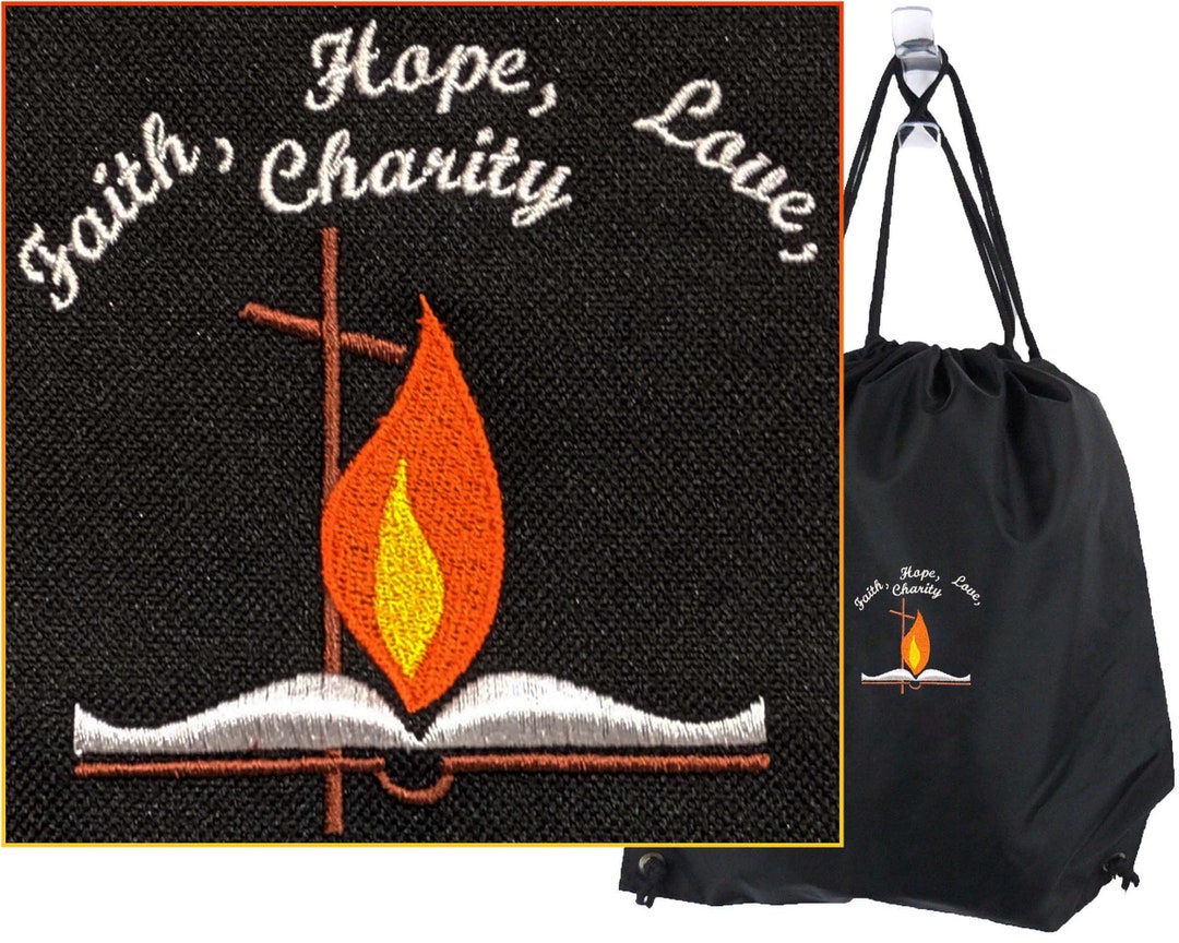Faith Hope Love Charity Cross Flame Monogram on Backpack Personalized ...
