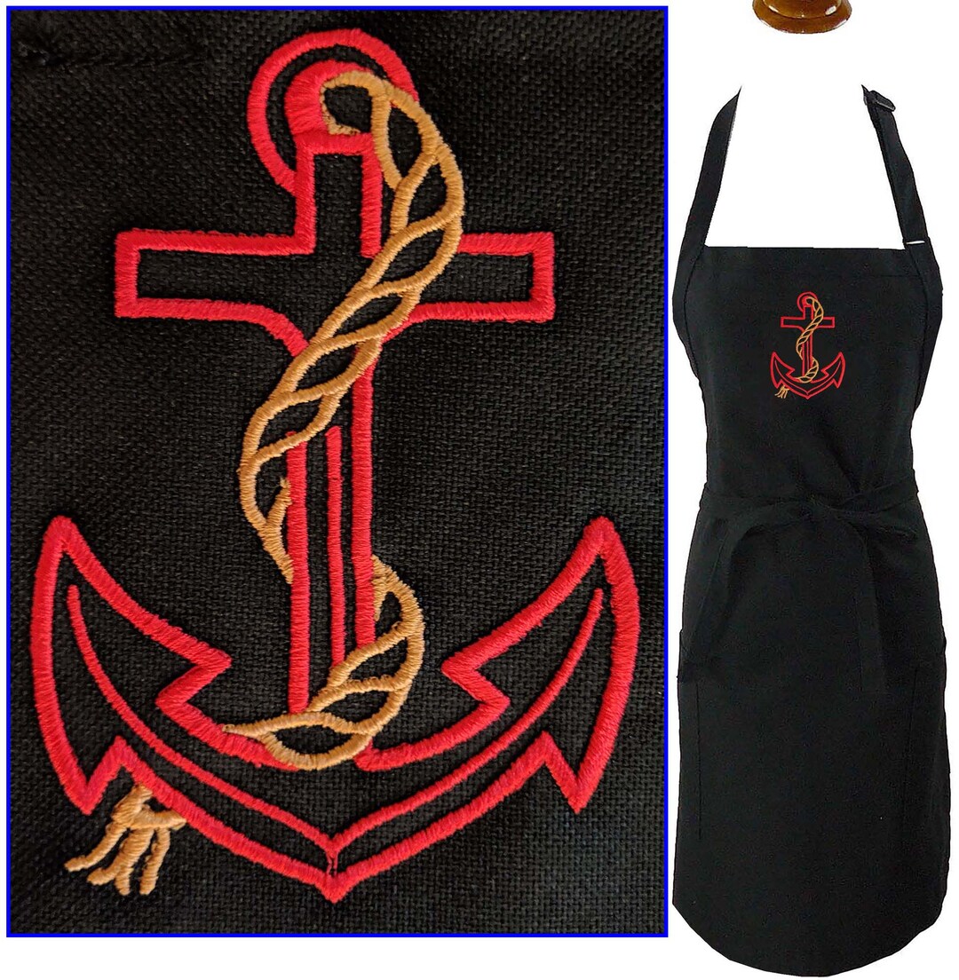 Ship Anchor Monogram on Apron Youth or Adult Size Galley Kitchen Chef ...