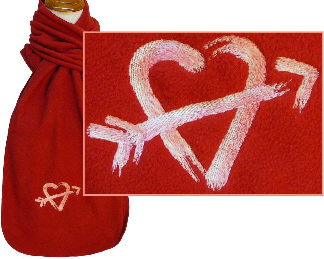 Paintbrush Heart Monogram on Scarf Personalized Warm Winter - Etsy