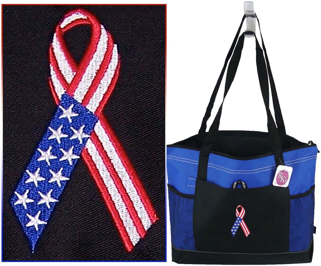 American Flag Awareness Ribbon Bag With Personalized Monogram Gemline ...