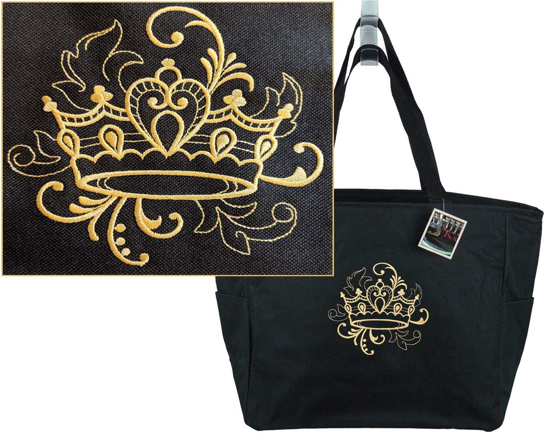 Royal Crown Embroidery on Bag Personalized Monogram Bag With Zipper or ...
