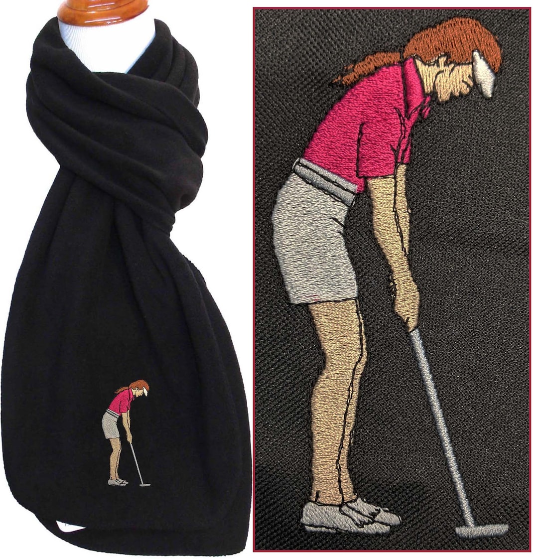Lady Golfer Monogram on Scarf Personalized Warm Winter Fleece Custom ...