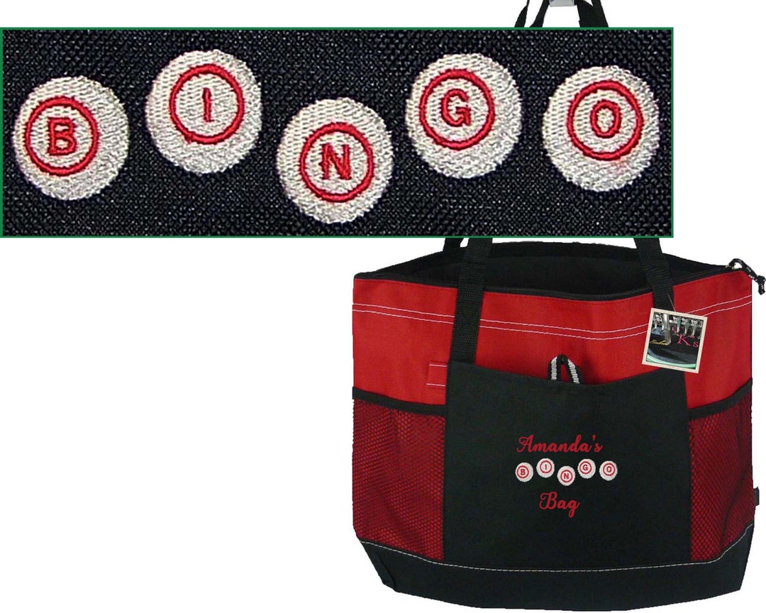 B I N G O Bingo Monogram on Bag Personalized Gemline Select Zipper Tote ...