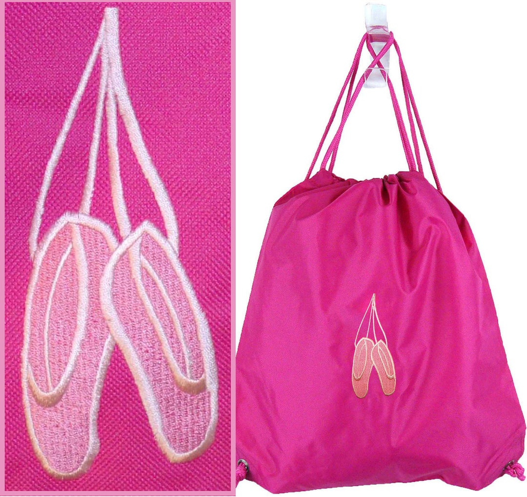Ballet Shoes Monogram on Cinch Bag Backpack Personalized Ballerina ...