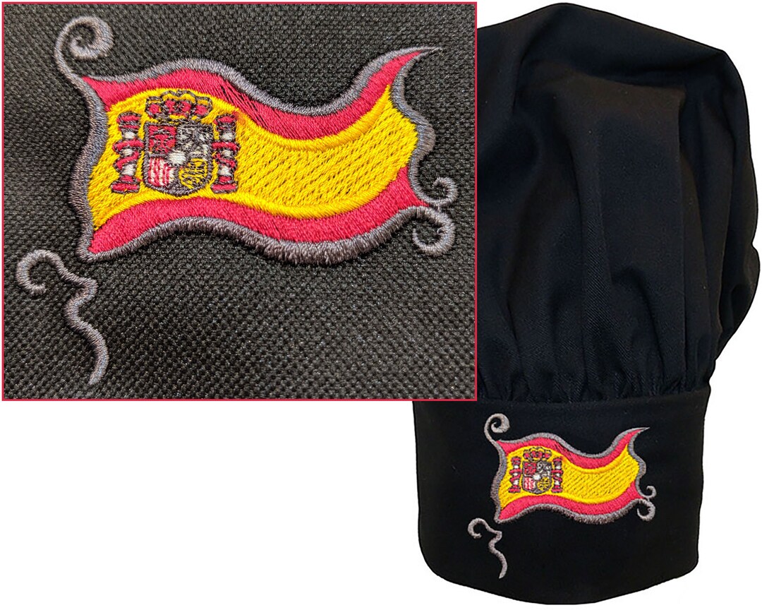 Spanish Flag Monogram on Chef Hat Kitchen Toque Cap Spain Custom ...