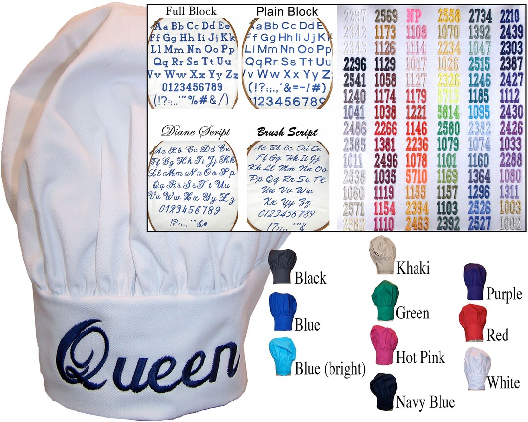 Chef Hat Personalized With Custom Lettering Kitchen Toque Monogram ...