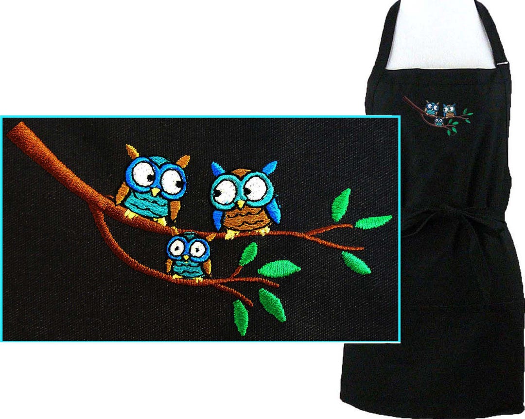 Owl Family Embroidery on Apron Personalized Monogram Youth or Adult ...