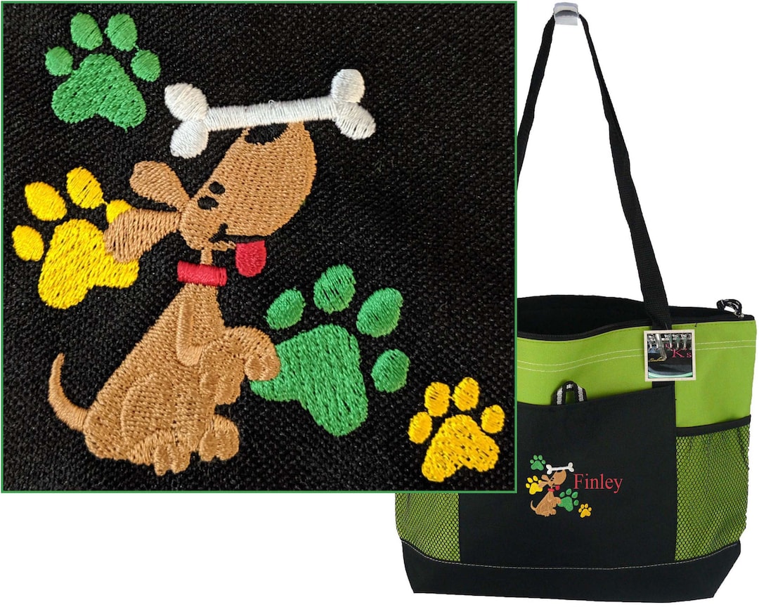 Puppy Dog Paw Prints Bone Monogram on Bag Personalized Gemline Select ...