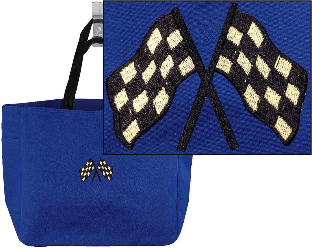 Checkered Auto Racing Flags Embroidery on Bag Personalized Monogram ...