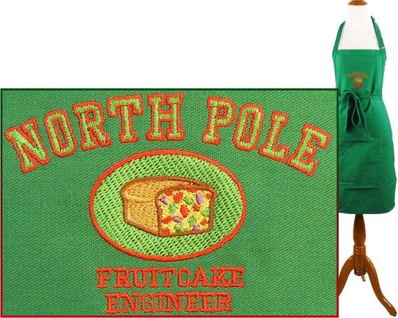 North Pole Fruitcake Engineer Monogram Apron Holiday Cooking Youth or ...