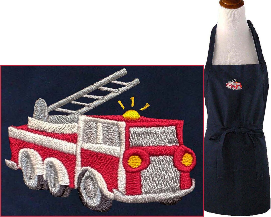 Firetruck Monogram on Apron Personalized Fire Truck Fireman Firewoman ...