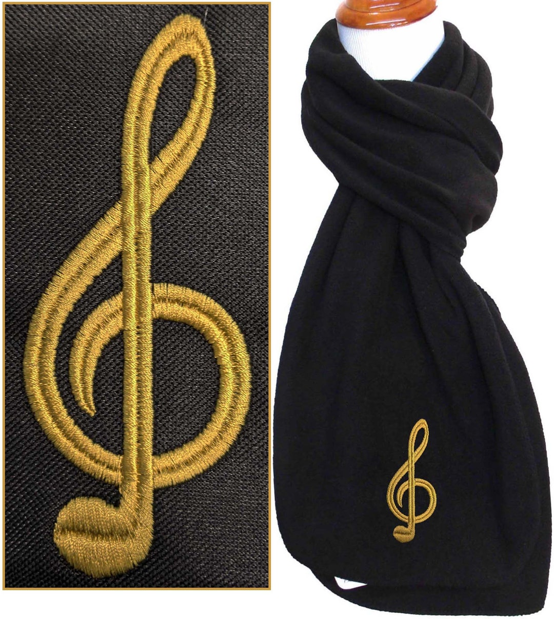Treble Clef Embroidery on Scarf Personalized Musician Warm Fleece ...
