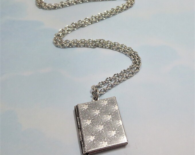 Silver Book Locket Star Locket Celestial Locket Silver Locket Jewelry ...