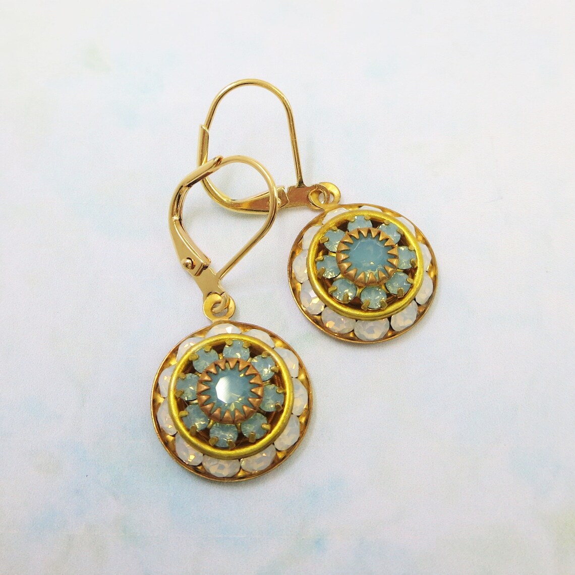 Pacific Opal Earrings White Opal Earrings Crystal Rhinestone - Etsy