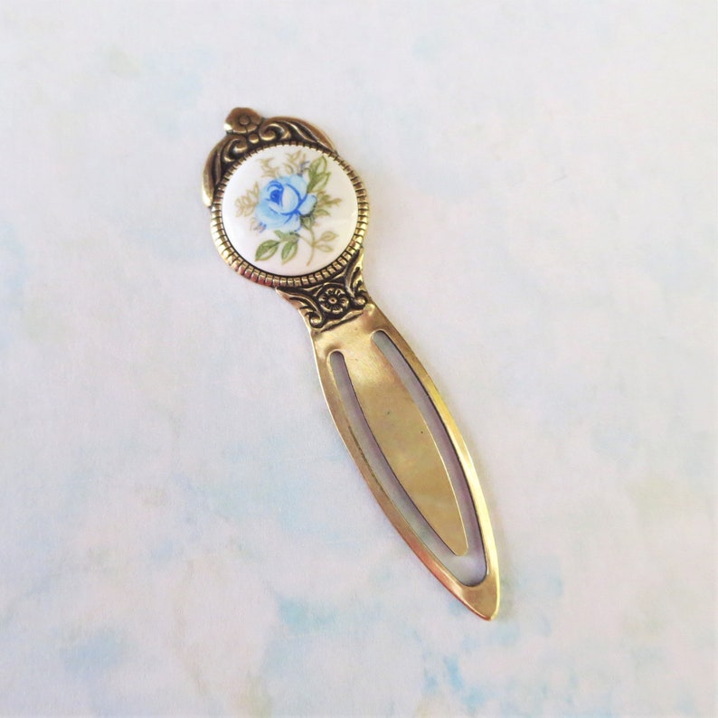 Blue Rose Bookmark Flower Book Mark Booklover Victorian Shabby - Etsy