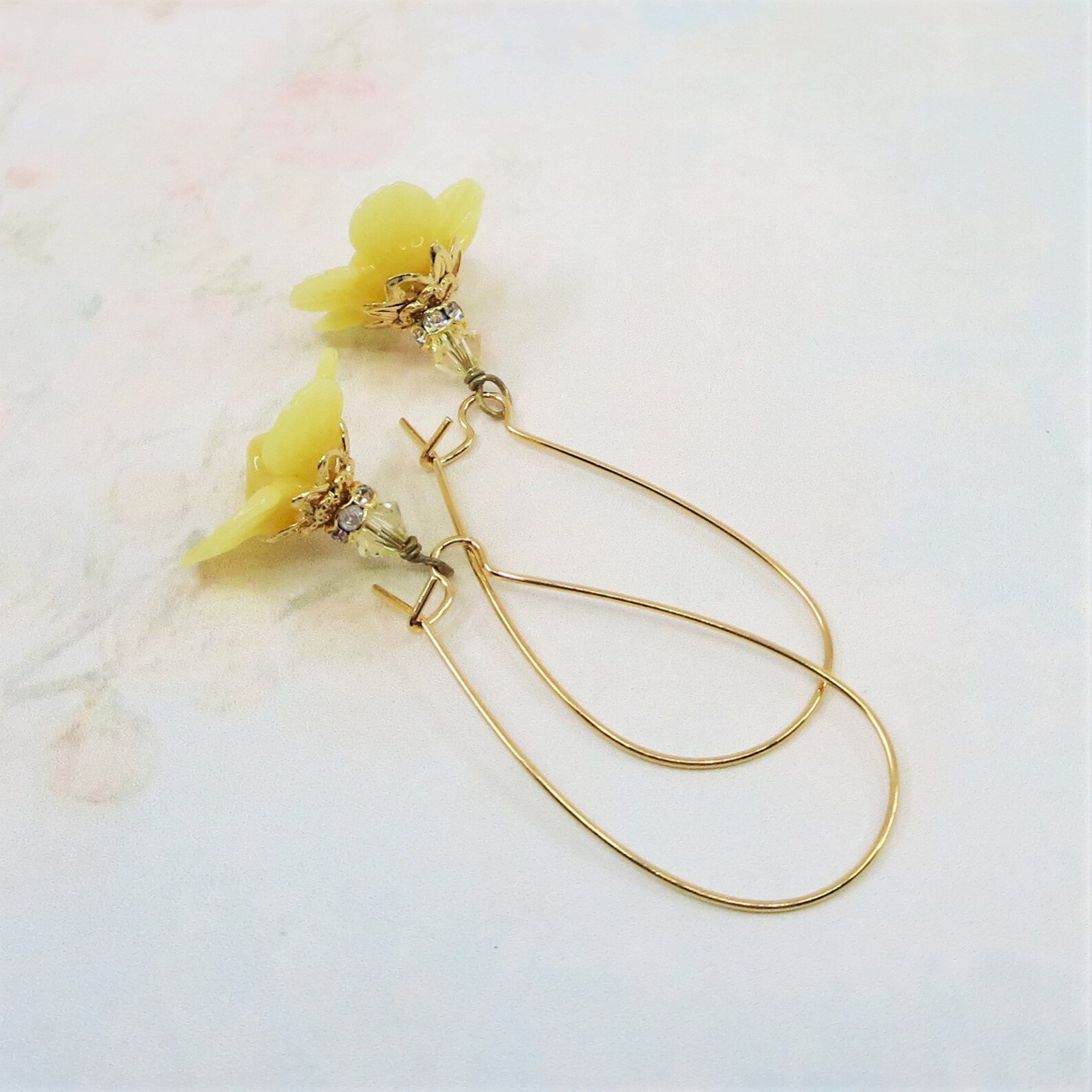 Yellow Flower Earrings Yellow Opal Earrings Butter Yellow - Etsy