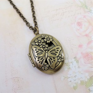 Butterfly Locket Cut Out Butterfly Locket Victorian Locket Oval Locket ...