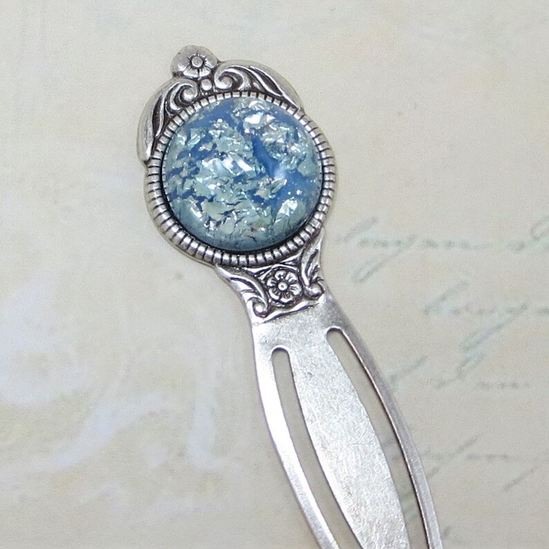 Fire Opal Bookmark Book Mark Book Blue Glass Opal Denim Blue - Etsy