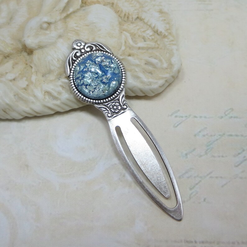Fire Opal Bookmark Book Mark Book Blue Glass Opal Denim Blue - Etsy