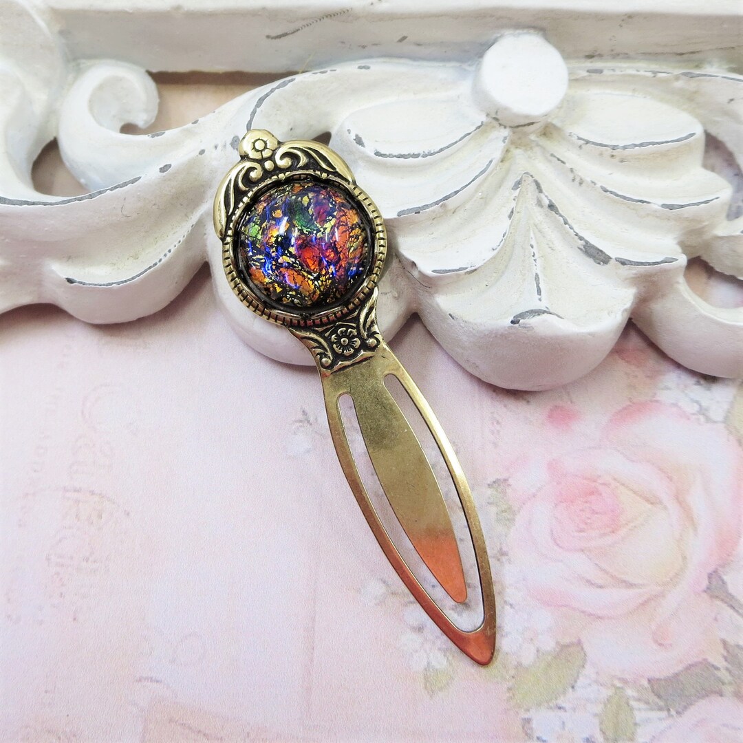Black Opal Bookmark Vintage Glass Book Mark Fantasy Victorian Literary ...