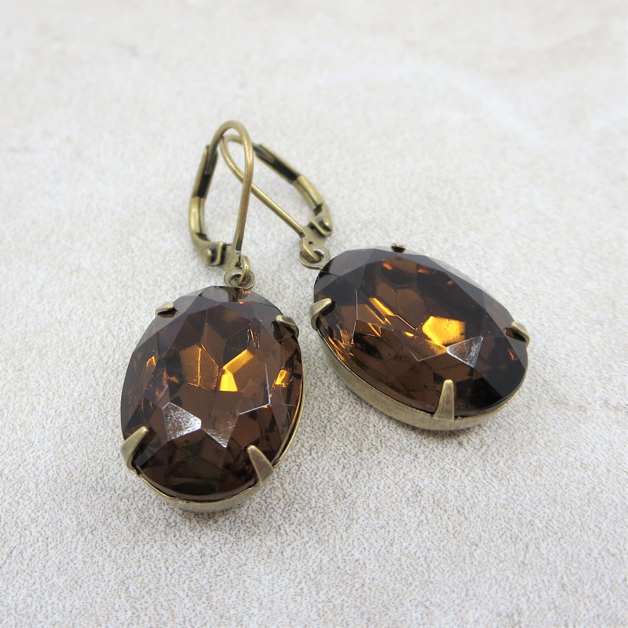 Smoke Topaz Earrings Crystal Earrings Smoky Topaz Vintage | Etsy
