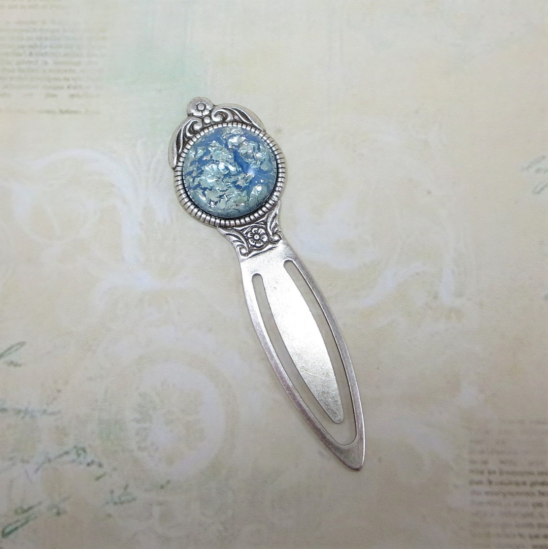 Fire Opal Bookmark Book Mark Book Blue Glass Opal Denim Blue - Etsy