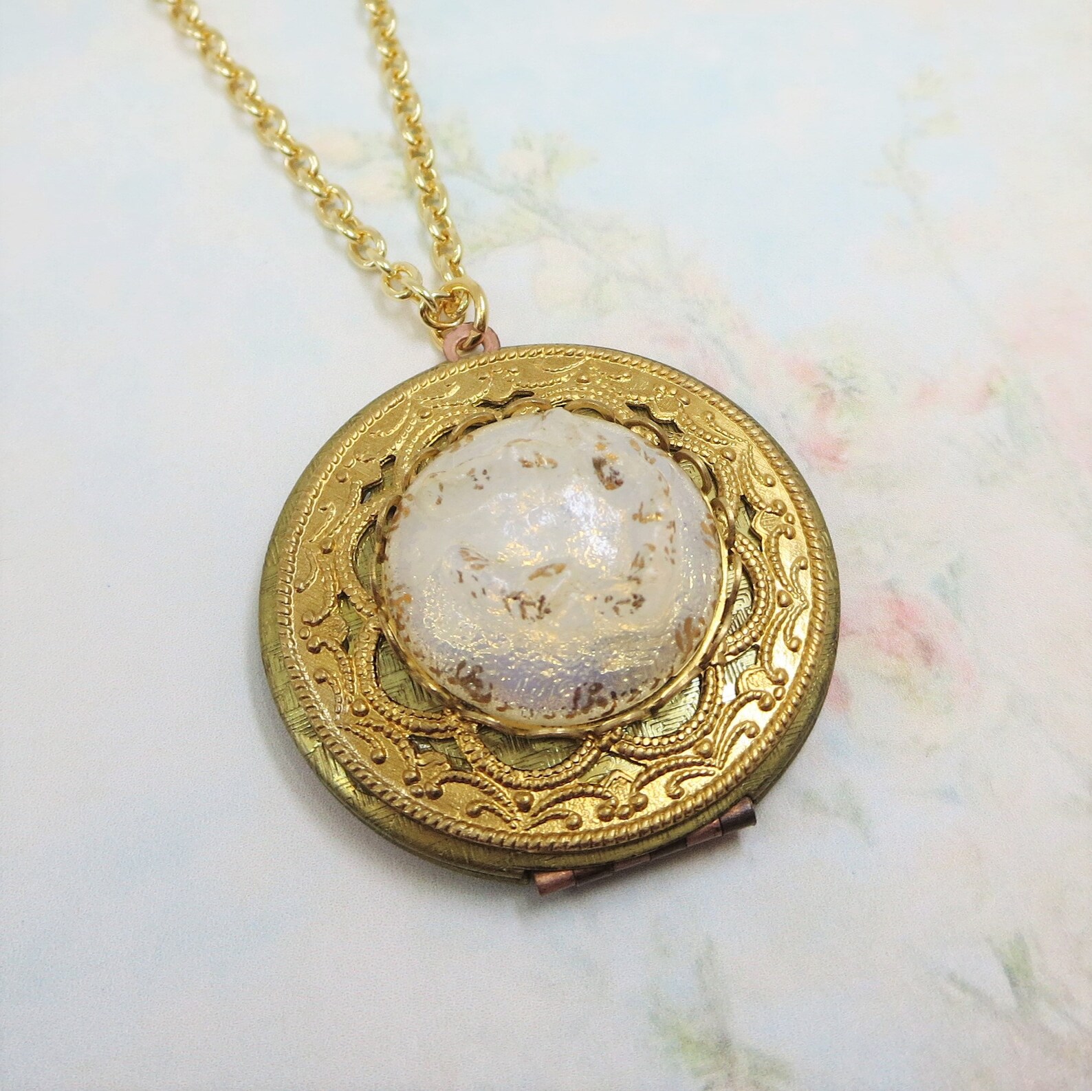 White Opal Locket Vintage Locket RARE Vintage Schiaparelli | Etsy