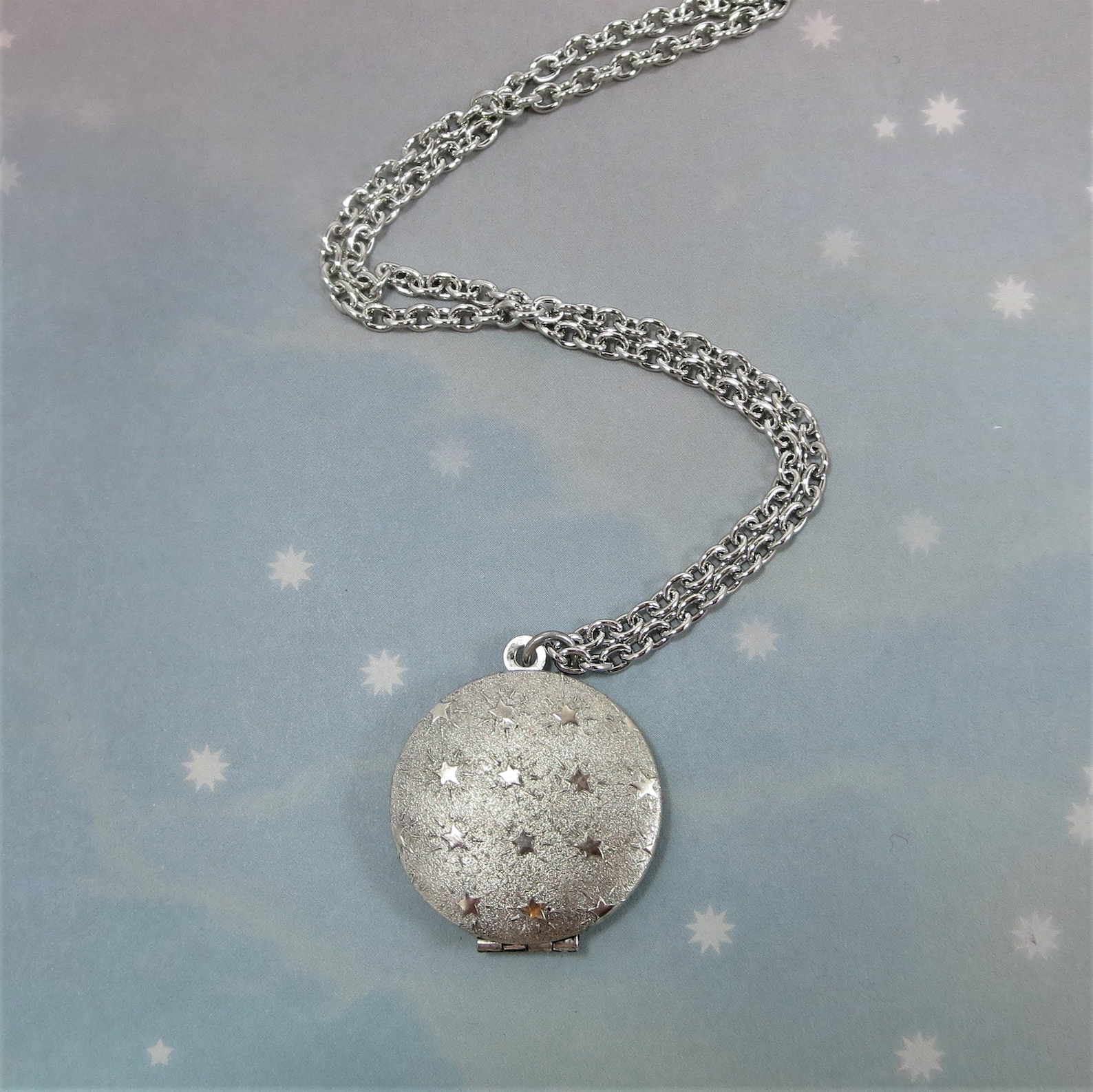 Star Locket Silver Star Locket Round Silver Locket Celestial - Etsy