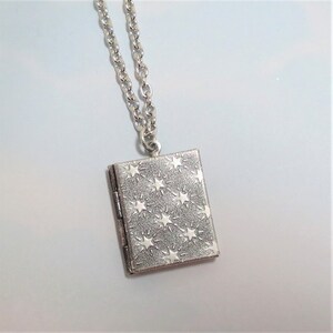 Silver Book Locket Star Locket Celestial Locket Silver Locket Jewelry ...