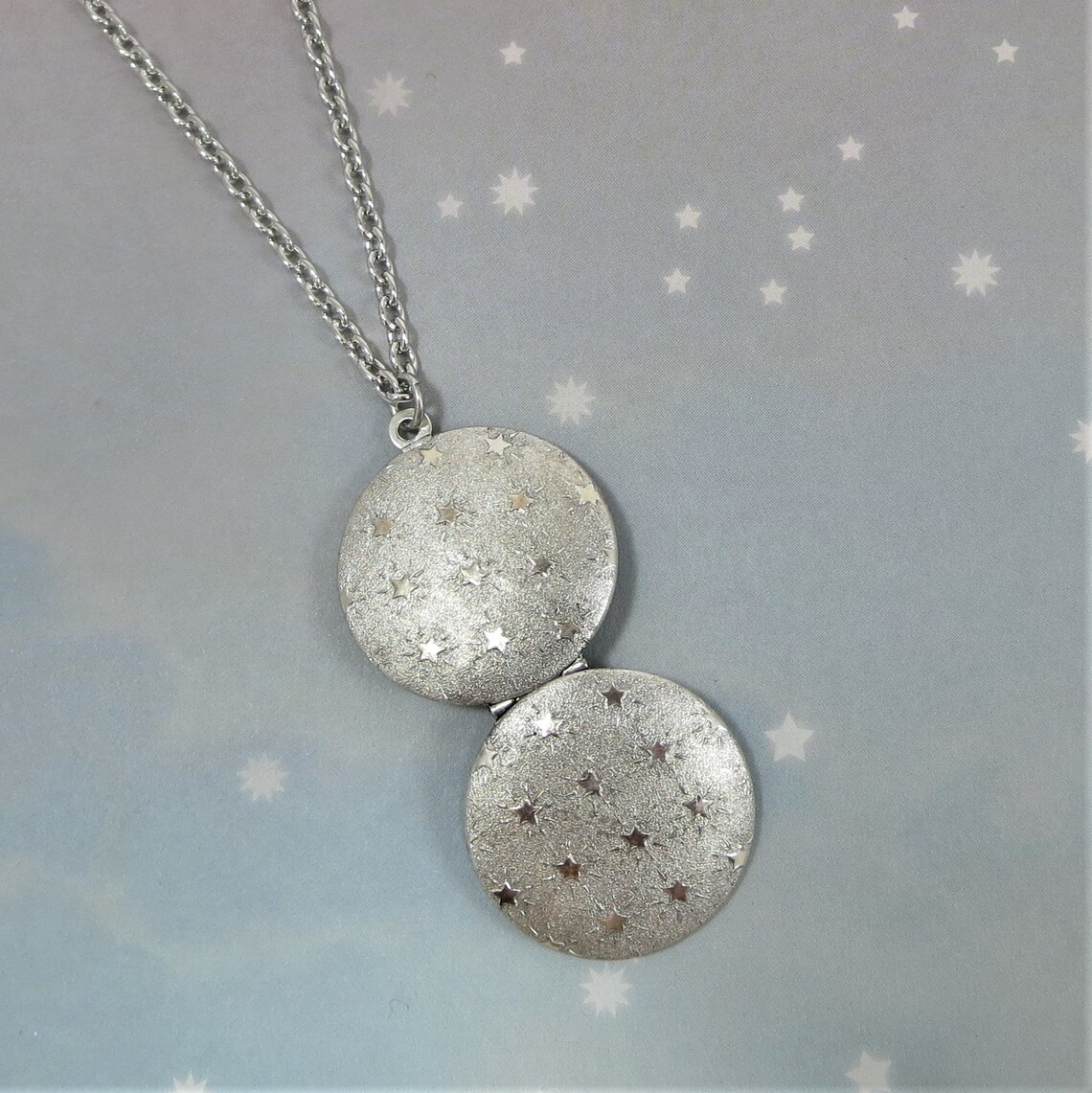 Star Locket Silver Star Locket Round Silver Locket Celestial - Etsy